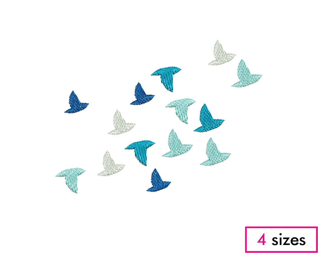 Many Small Birds Machine Embroidery Flying Birds Side View - Etsy