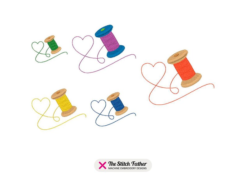Thread Spool With Heart Machine Embroidery Design - 5 Sizes - INSTANT ...