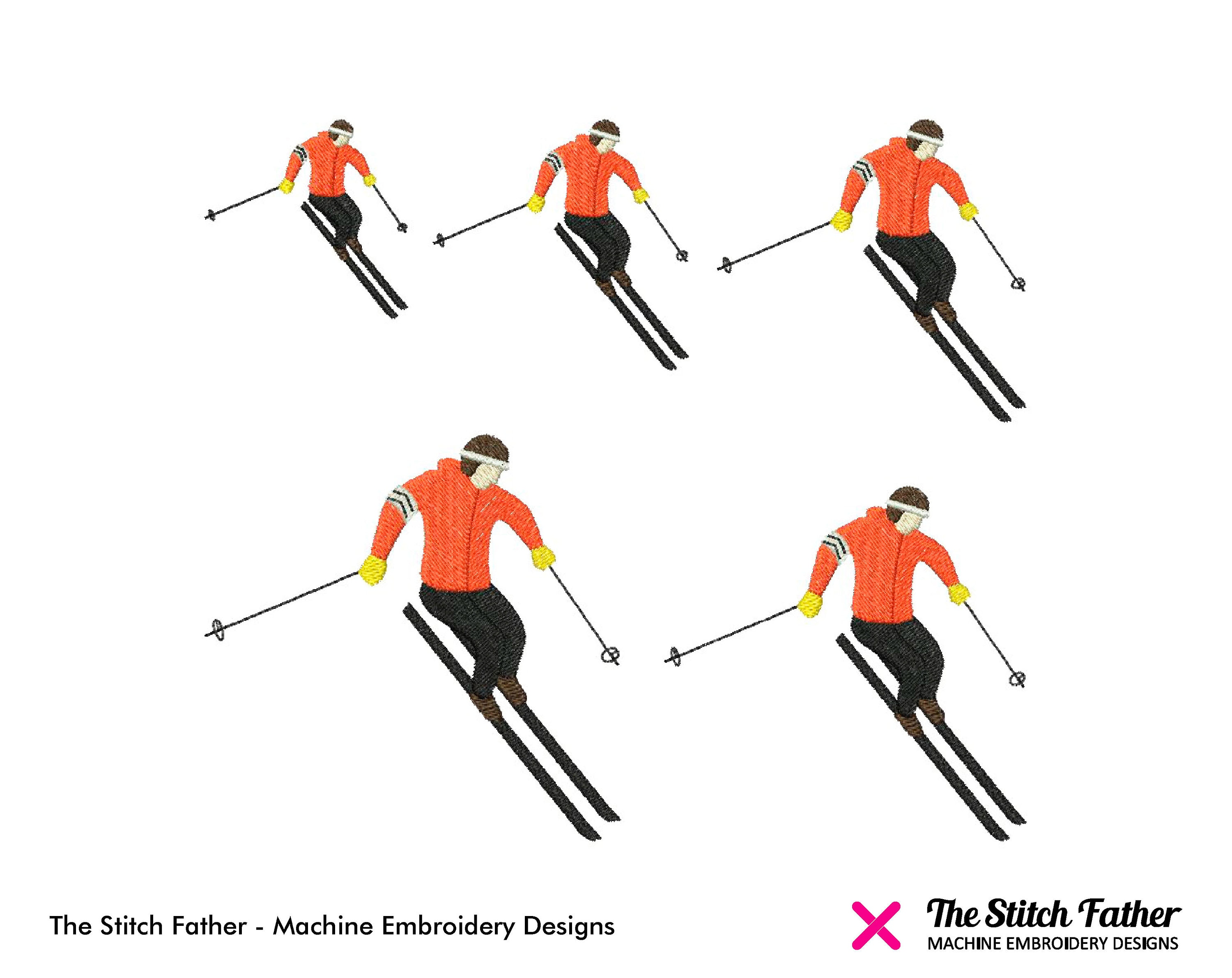 Slalom Skier Machine Embroidery Design 5 Sizes INSTANT - Etsy