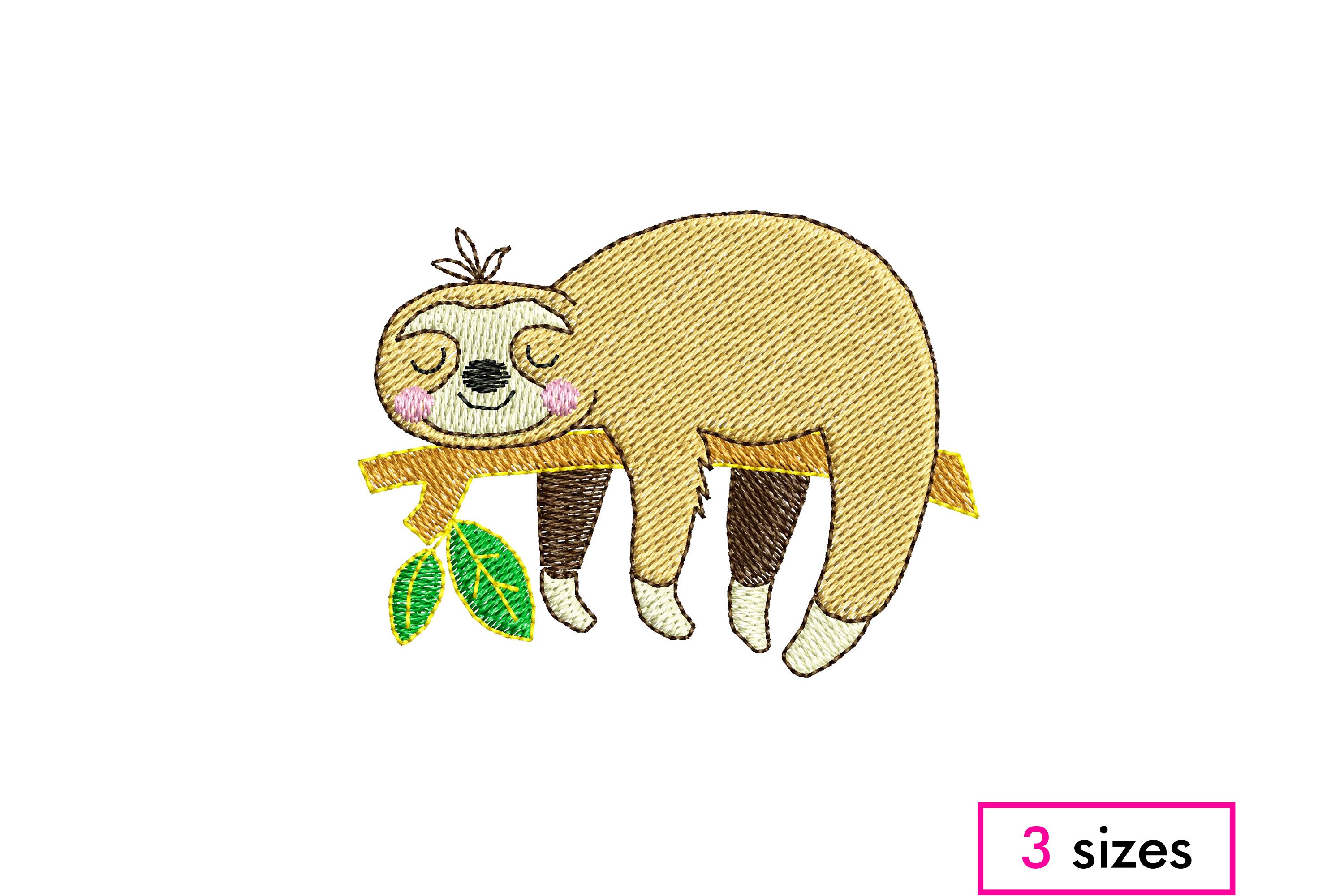 Mini Sloth Sleeping Machine Embroidery Design Cute Sloth - Etsy