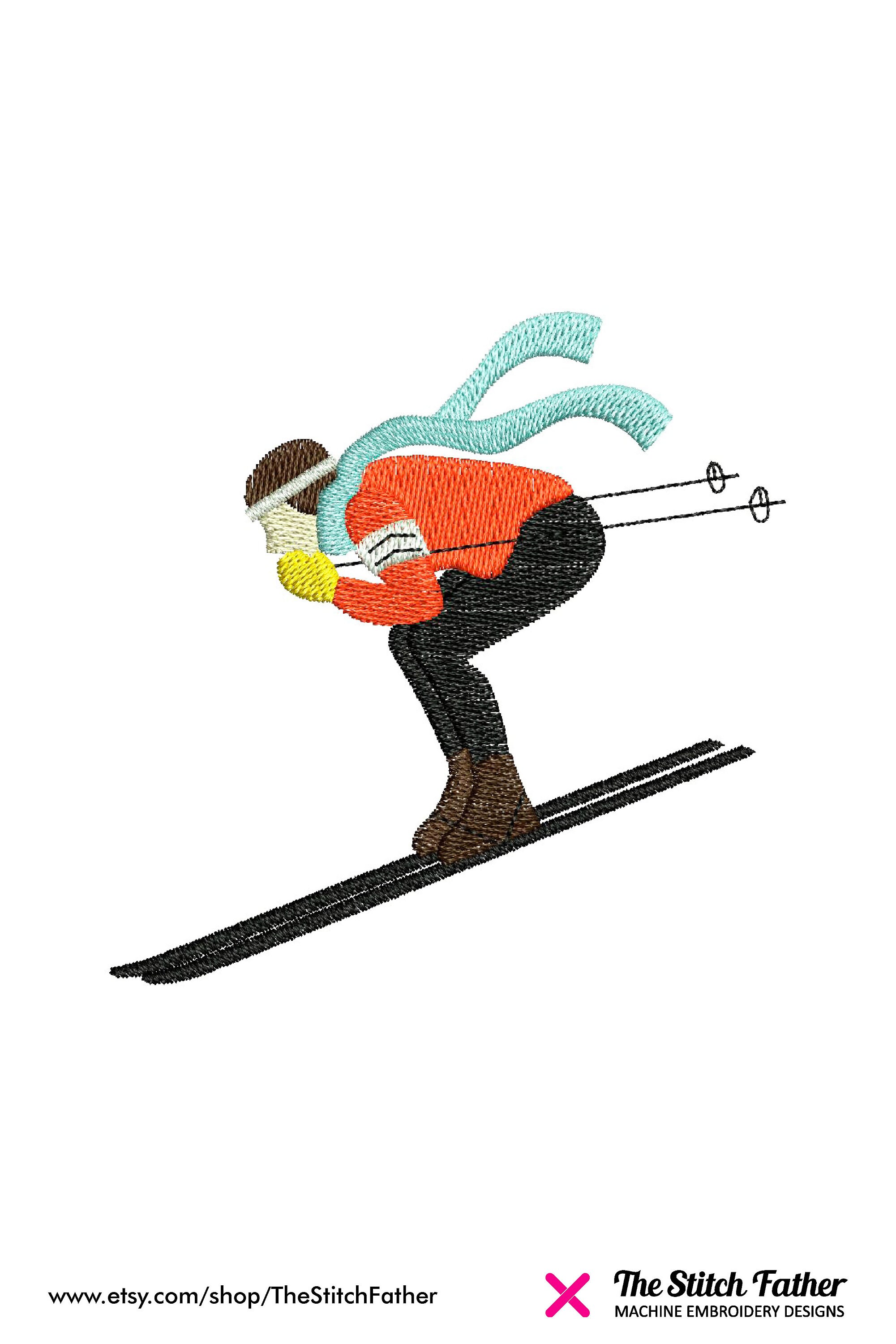 Mountain Skier Speeding Down Slope Machine Embroidery Design - Etsy