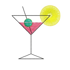 Mini Cocktail Martini Machine Embroidery Design Party Alcohol Juice ...