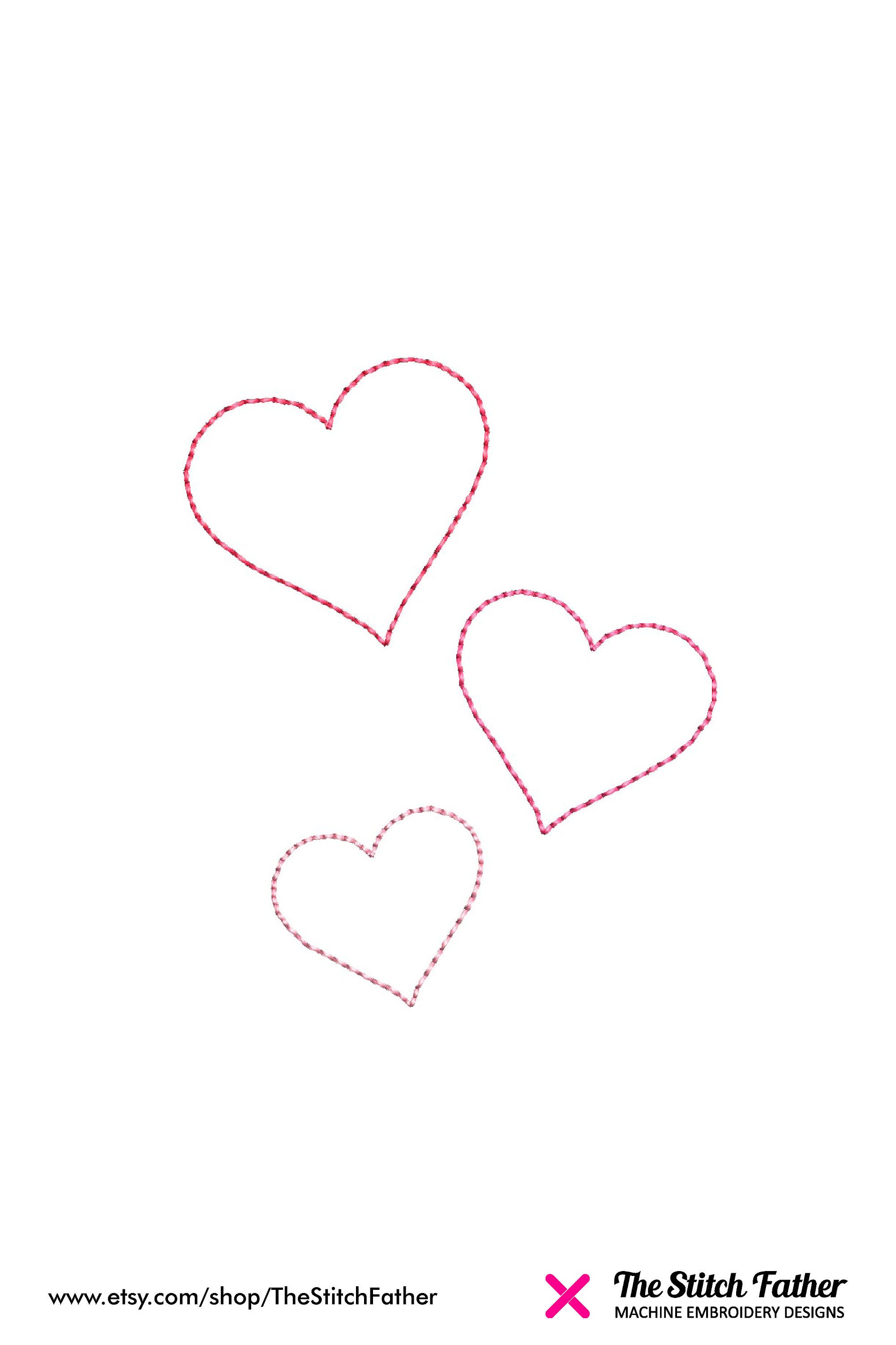 Mini Hearts Outline Machine Embroidery Design Simple Linear - Etsy