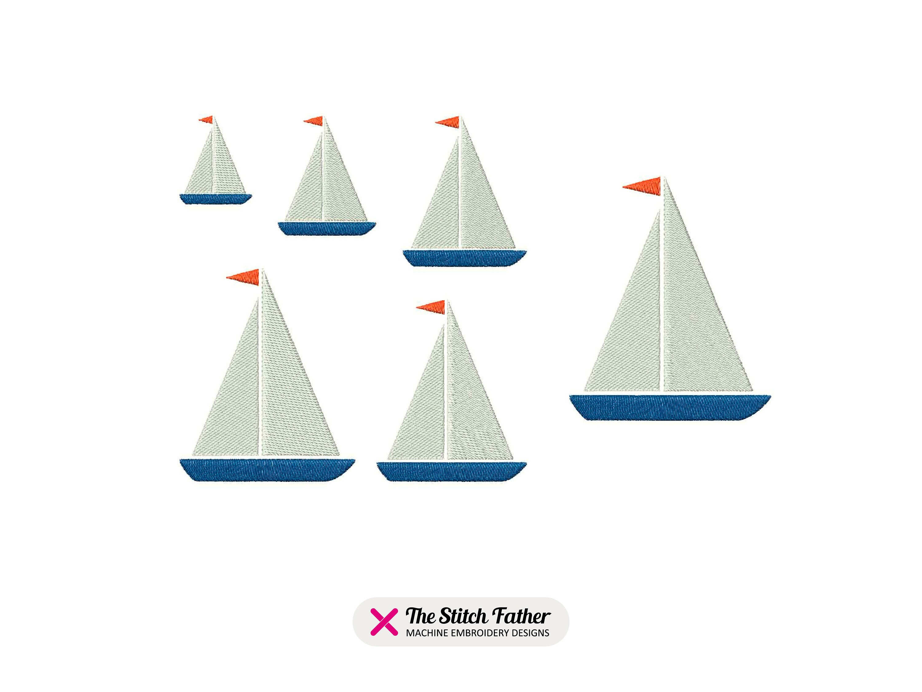 Elegant Sailing Boat Machine Embroidery Design - 6 Sizes - INSTANT ...