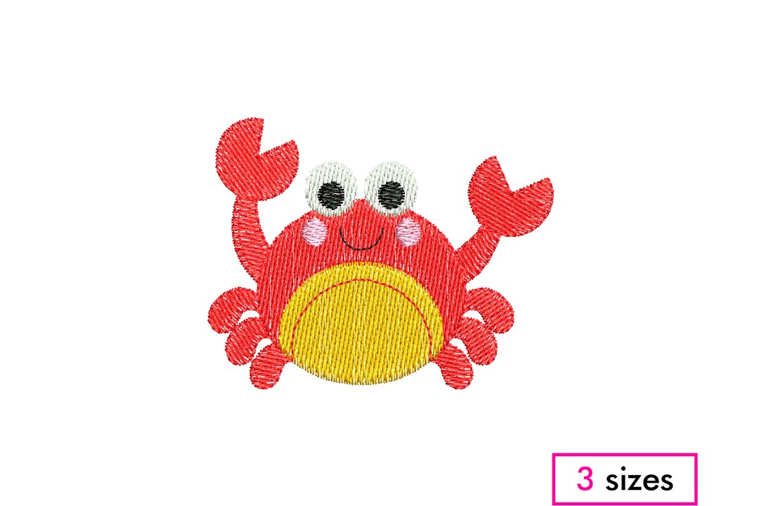 Mini Crab Machine Embroidery Design Cute Smiling Crab Sea - Etsy