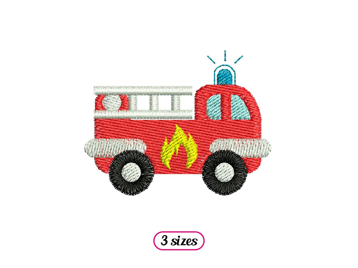 Mini Fire Truck Machine Embroidery Design – Fireman Emergency ...