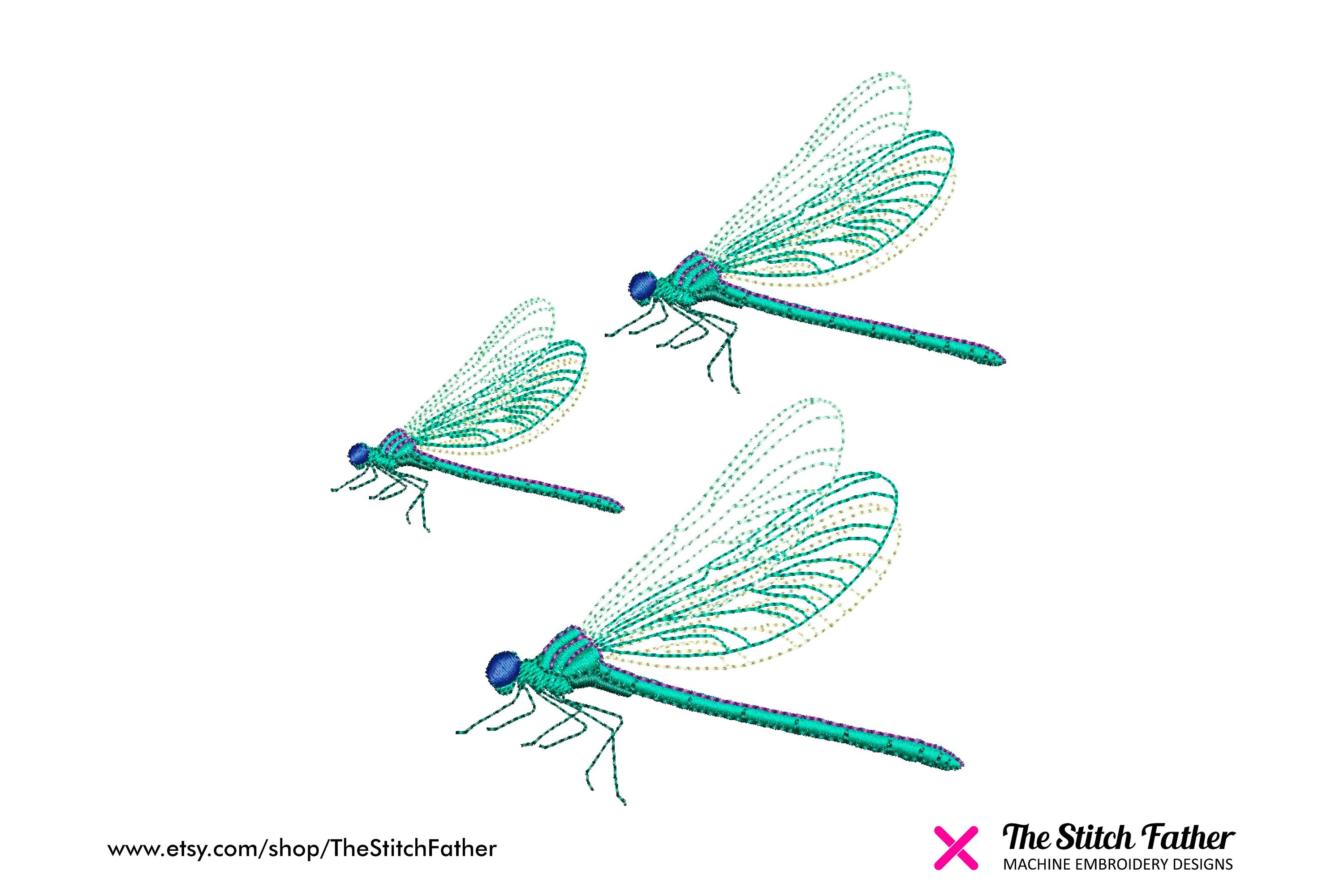 Mini Dragonfly Embroidery Design Flying Realistic Dragonfly - Etsy