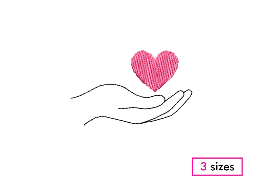 Mini Hand With Heart Machine Embroidery Tiny Helping Hand - Etsy