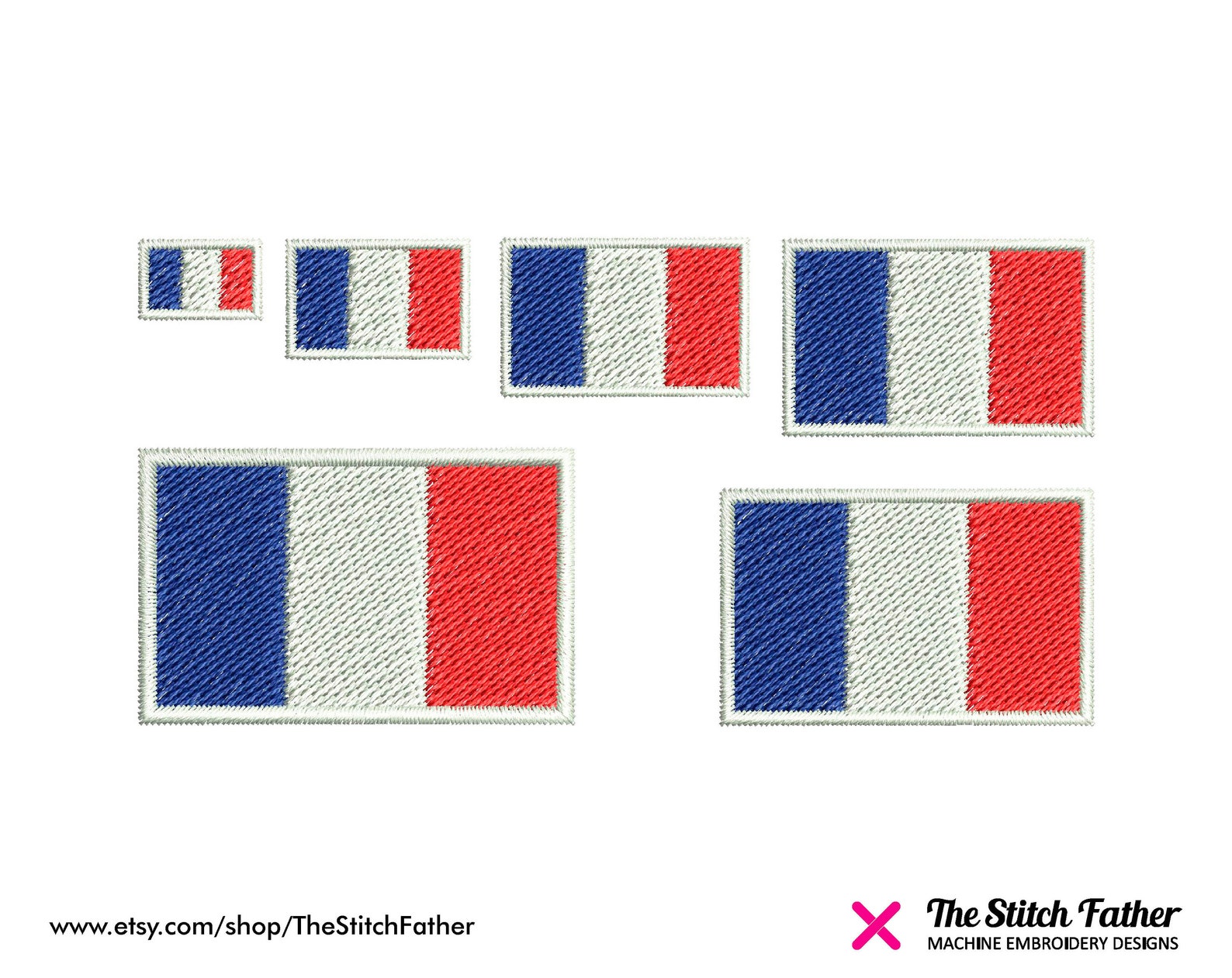 Mini French Flag Machine Embroidery Tricolour Flag Fill - Etsy
