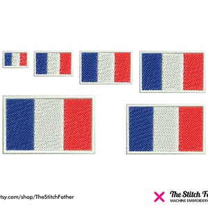 Mini French Flag Machine Embroidery Tricolour Flag Fill Stitch Satin ...