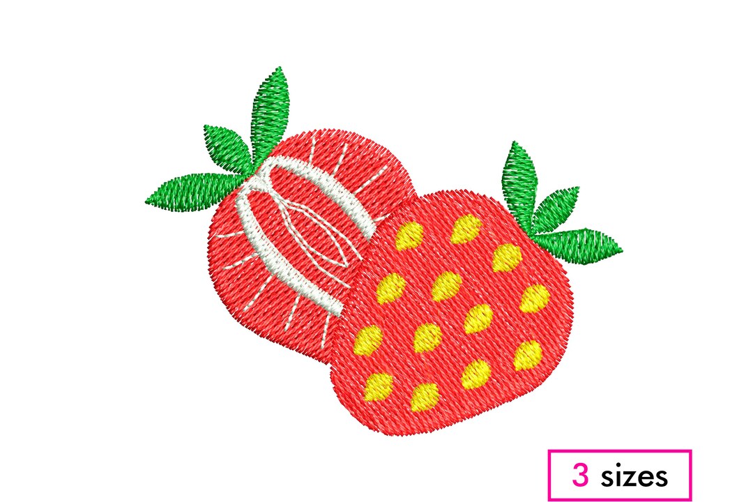 Mini Strawberry Machine Embroidery Design Two Strawberries - Etsy