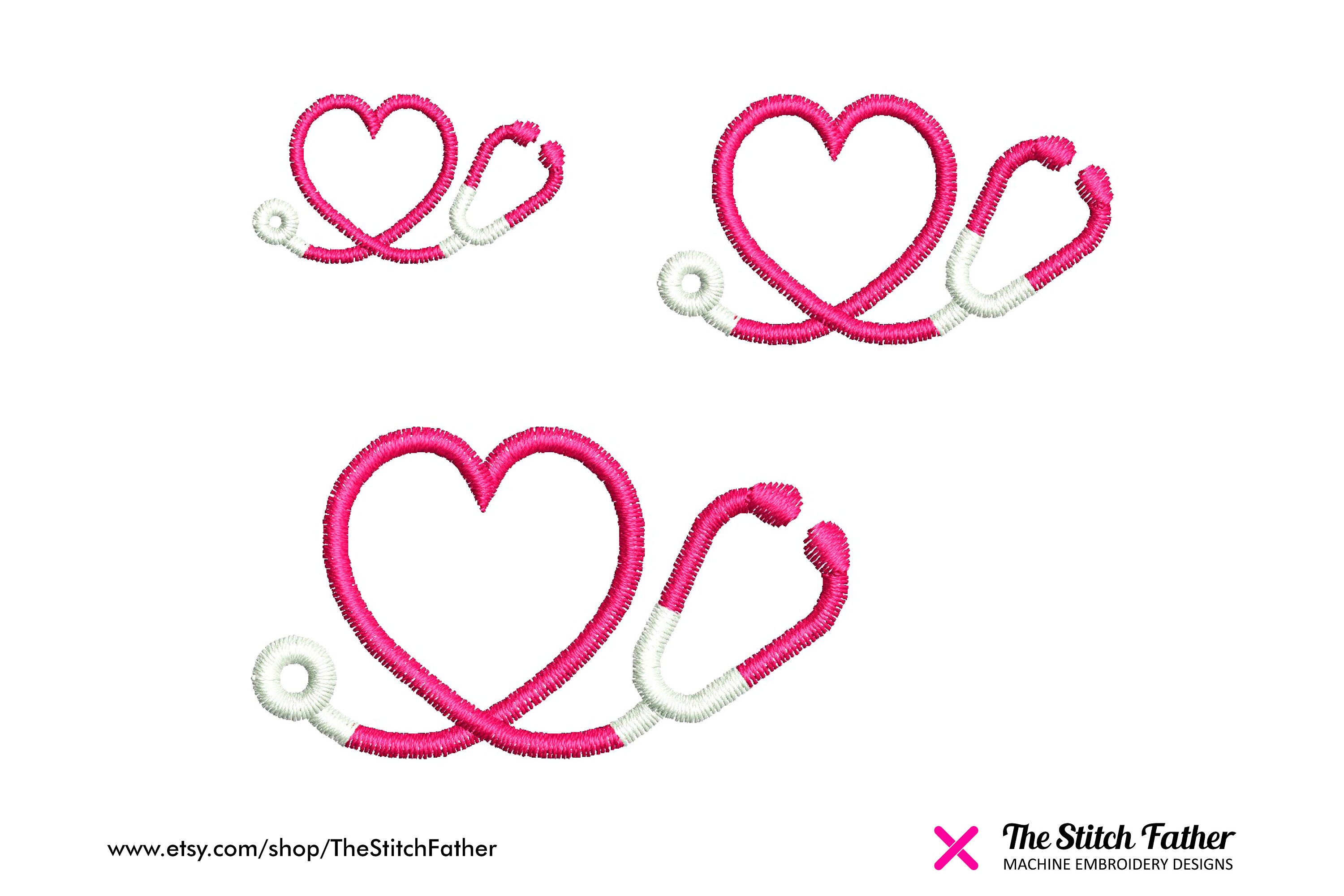 Mini Stethoscope Machine Embroidery Design Nurse Heart - Etsy