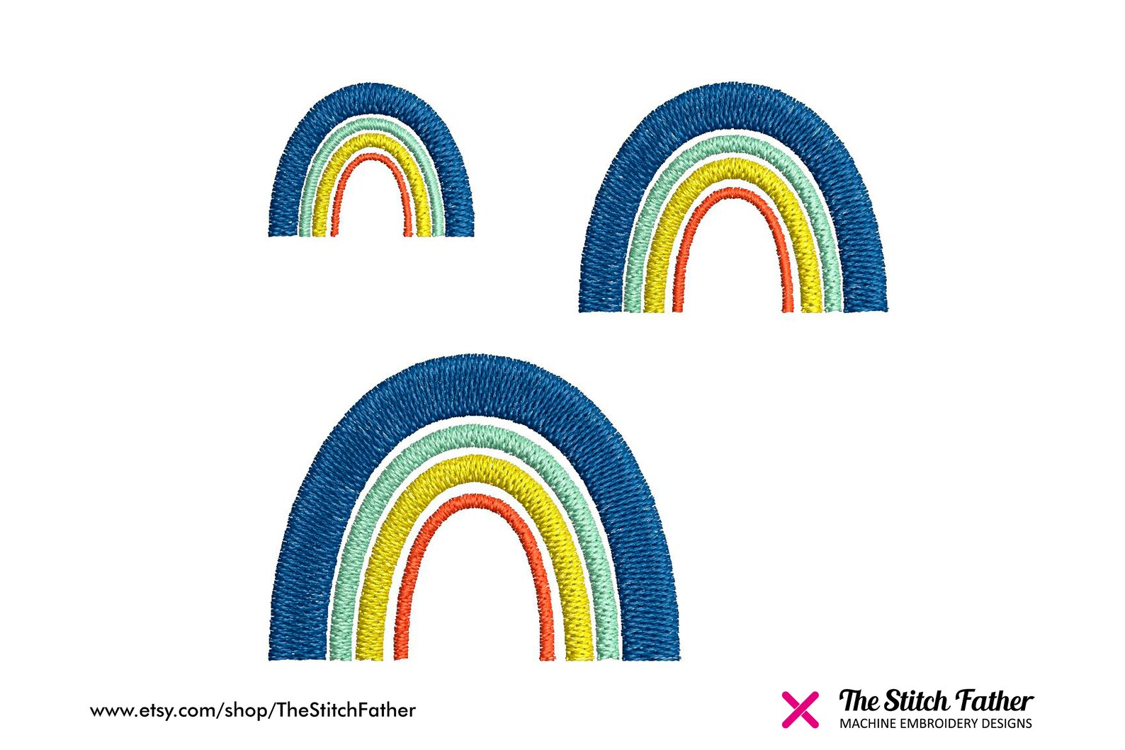 Mini Boho Rainbow Machine Embroidery Design Small Rainbow - Etsy
