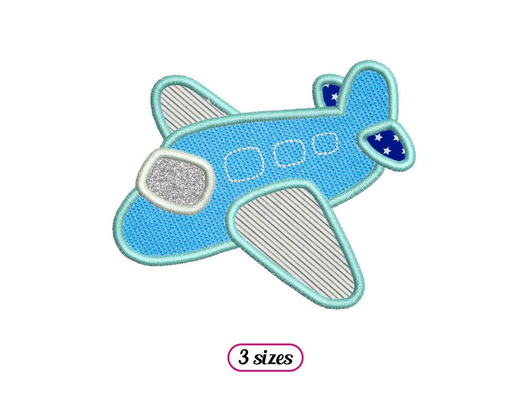Airplane Applique Machine Embroidery Design – Applique Plane Flying ...