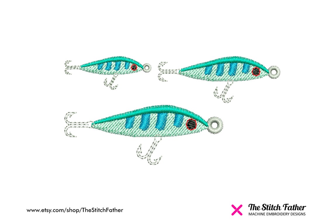 Mini Fishing Lure Machine Embroidery Design Fishing Lure | Etsy