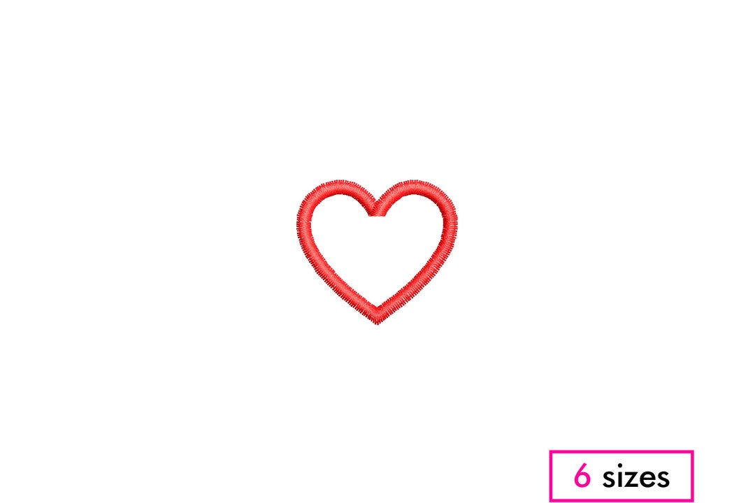 Mini Heart Outline Satin Stitch Machine Embroidery Design - Etsy