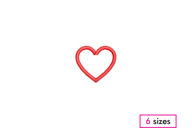 Mini Heart Outline Satin Stitch Machine Embroidery Design - Etsy