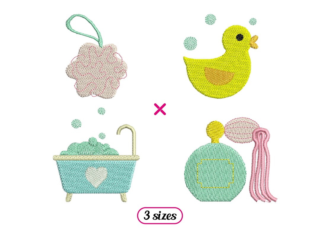 Mini Bath Patterns Set Machine Embroidery Designs - Bath Sponge, Rubber ...