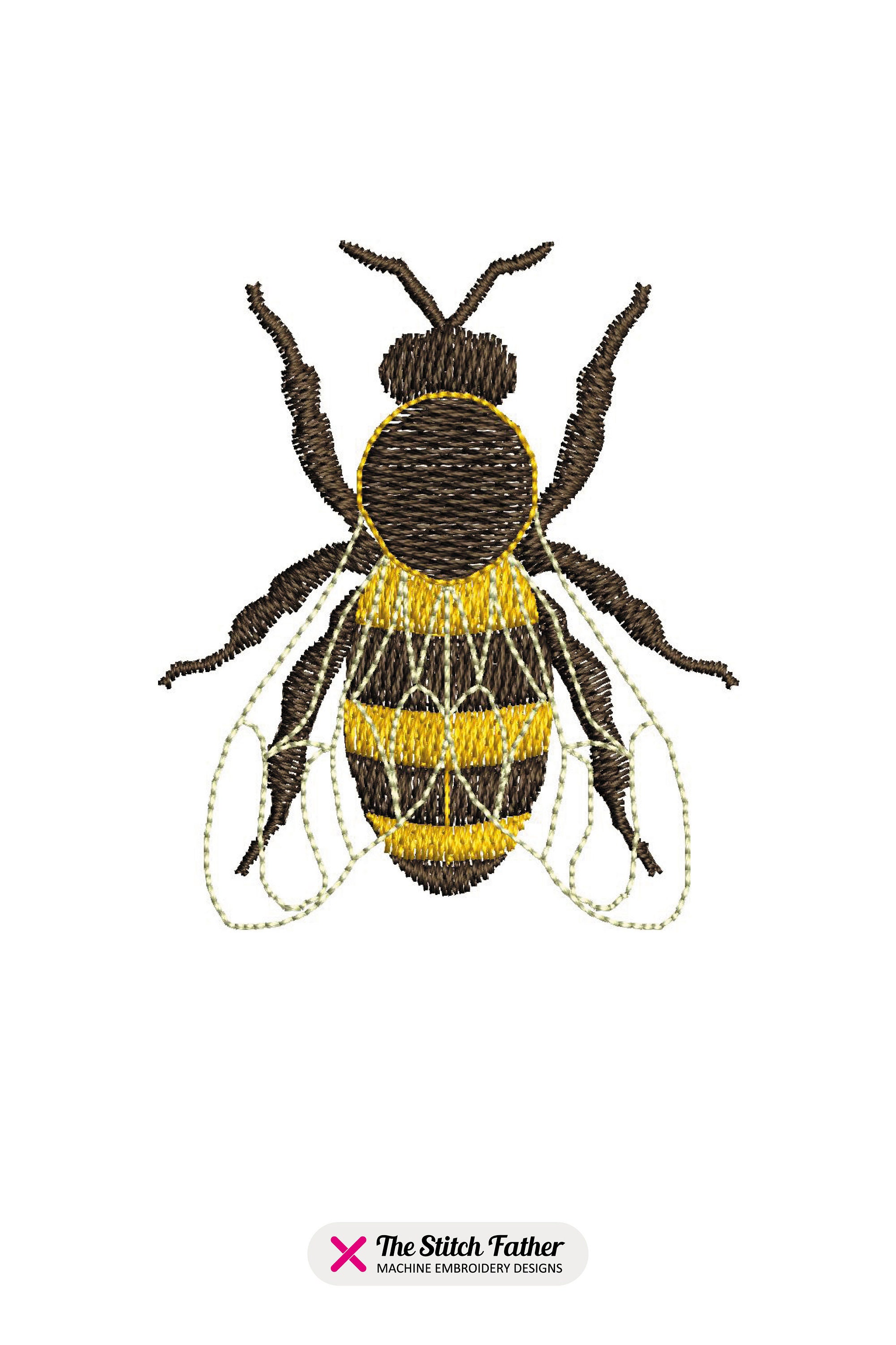 Mini Realistic Bee Top View Machine Embroidery Design - 3 Sizes ...