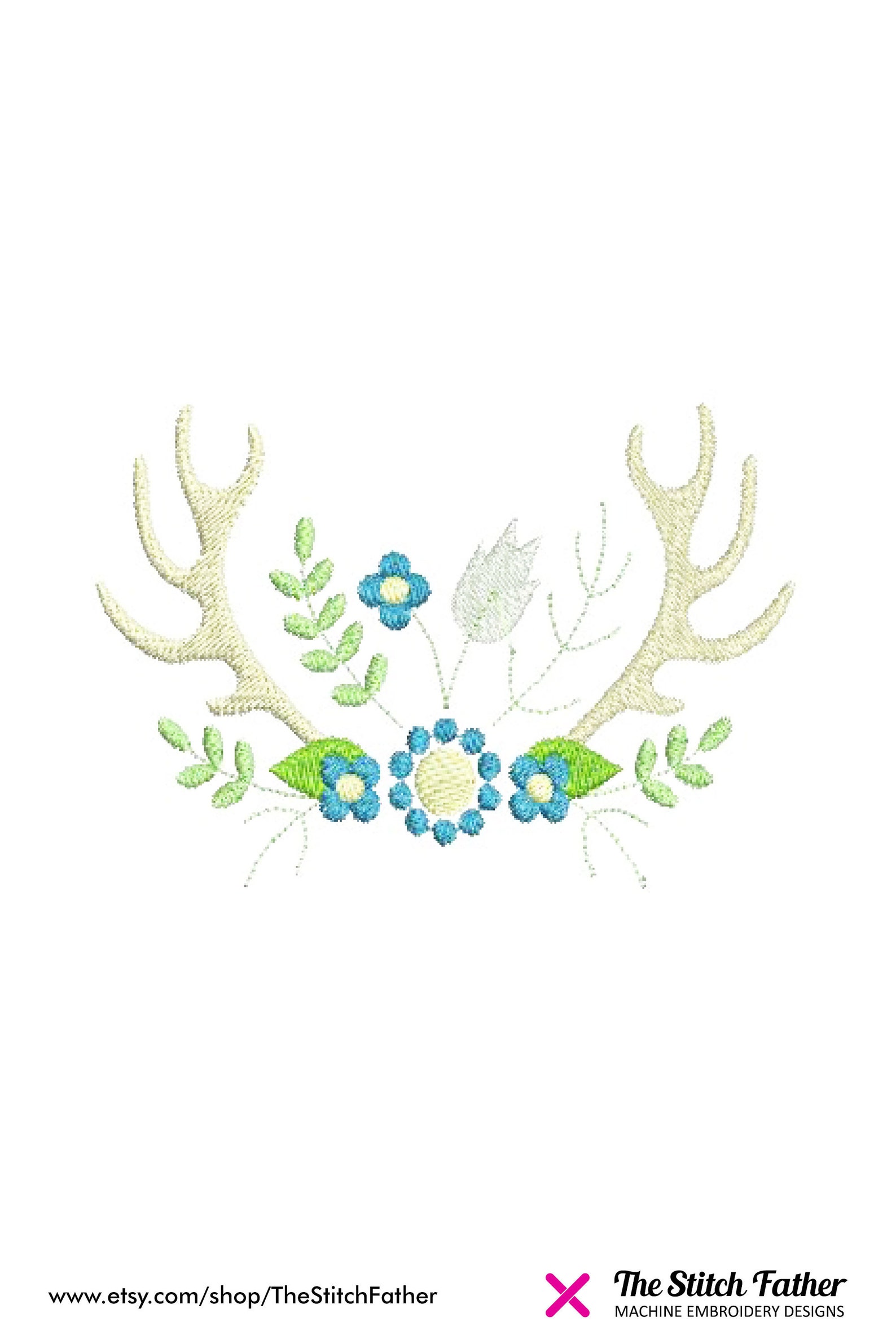 Deer Antlers Boho Machine Embroidery Small Medium Trendy | Etsy