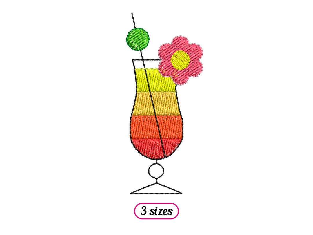 Mini Layered Cocktail Machine Embroidery Design - 3 Sizes - INSTANT ...