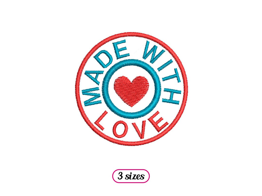 Mini Made With Love Logo Machine Embroidery Design - 3 Sizes - INSTANT ...