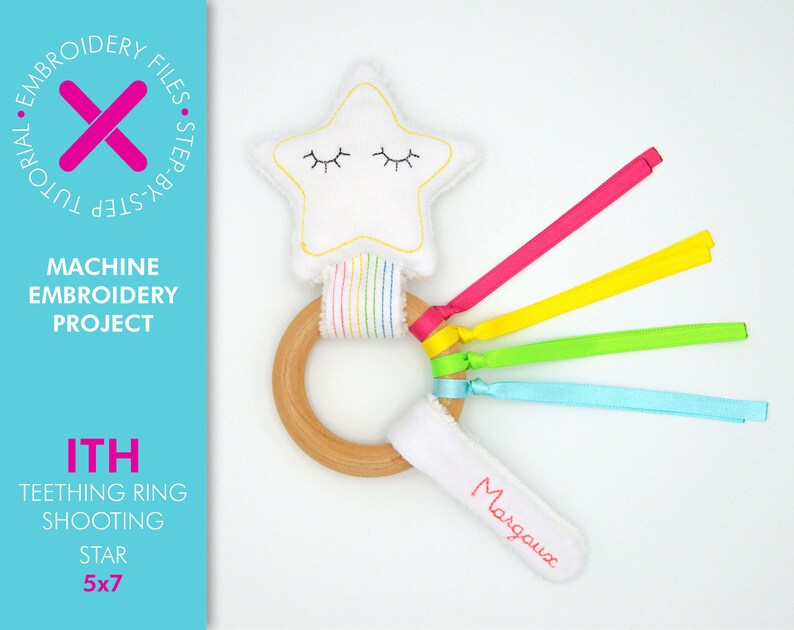 Teething Ring Shooting Star Machine Embroidery Baby Toy - Etsy