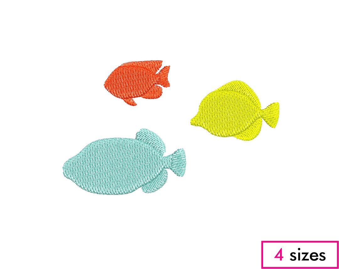 Tropical Fish Group Machine Embroidery Design 4 Sizes - Etsy