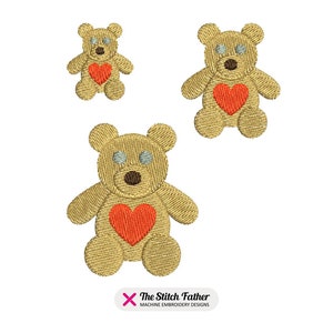 Mini Teddy Bear Heart Machine Embroidery Design – Cute Bear With Heart ...