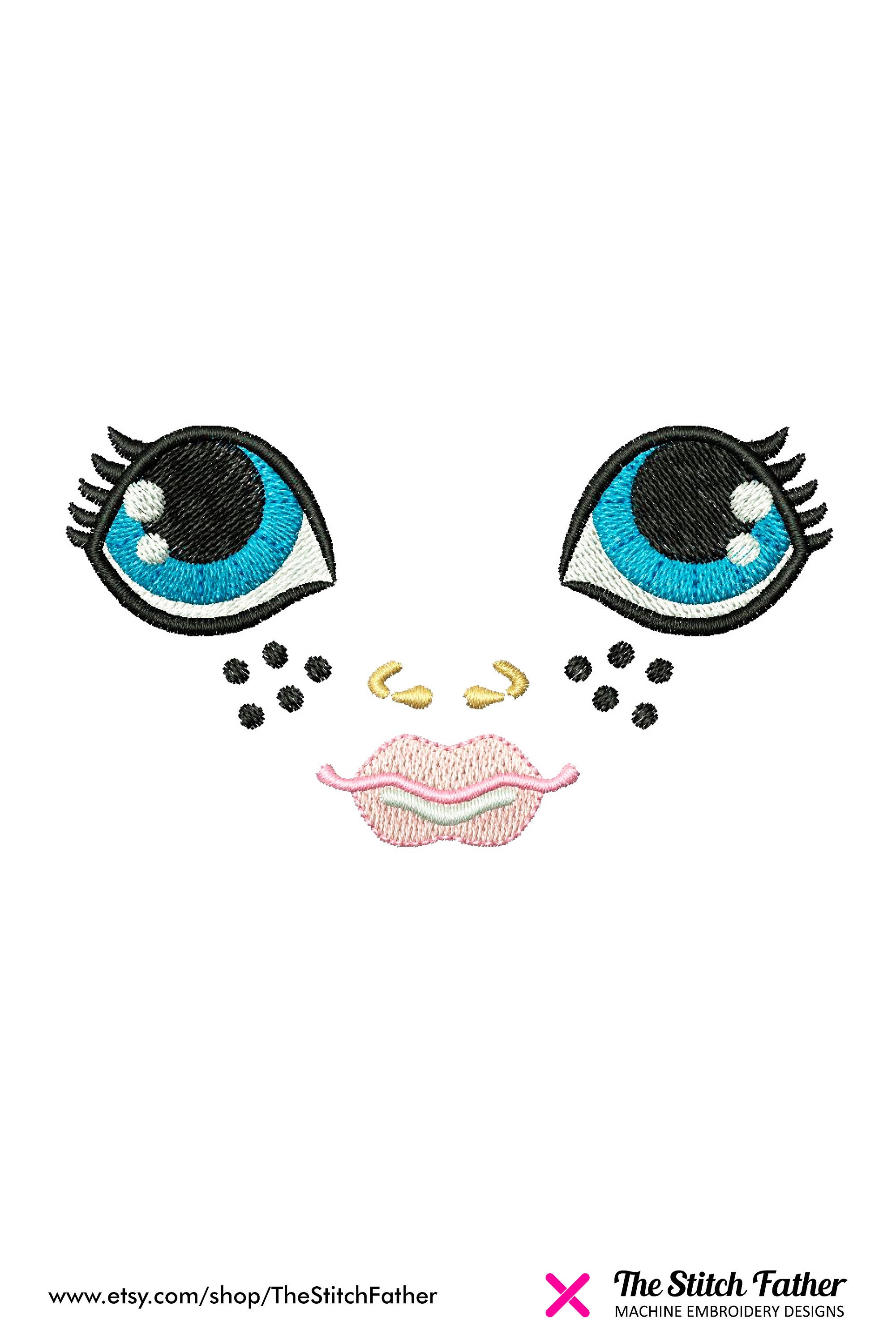 Doll Face Machine Embroidery Design Cute Doll Face - Etsy