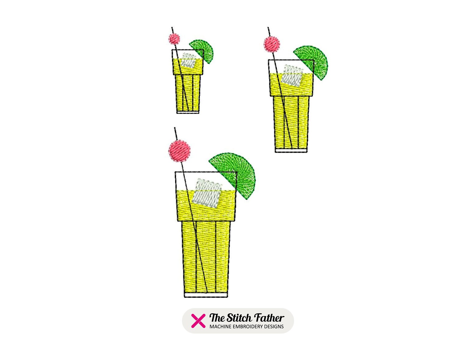 Mini Cocktail Machine Embroidery Design – Cute Cocktails - Party Glass ...