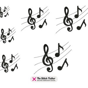 Mini Music Score Silhouette Machine Embroidery Design - Musical Notes ...
