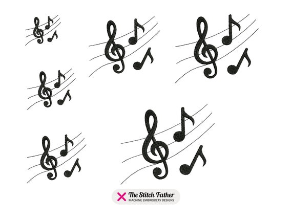 Music Note Outline Embroidery Designs