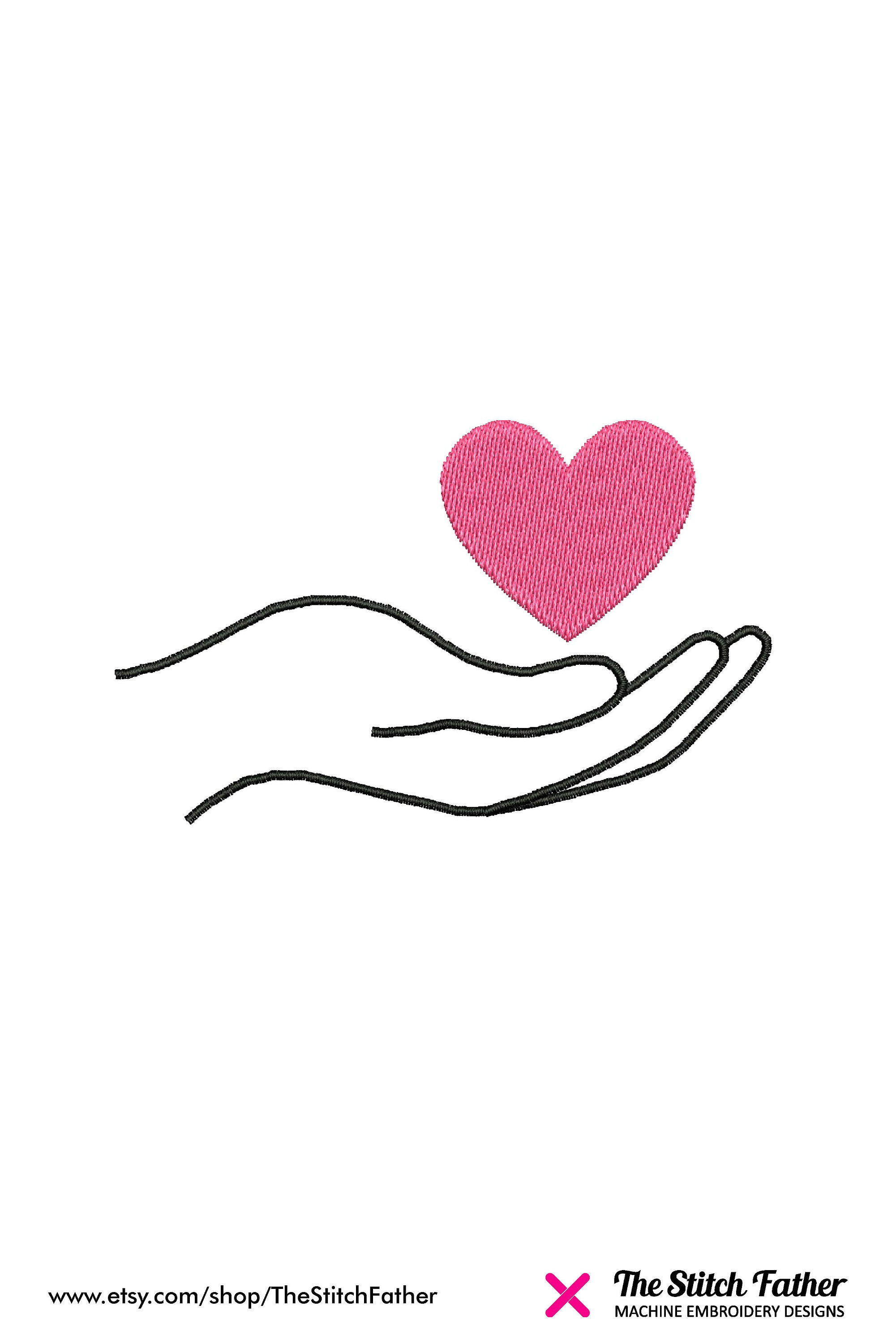 Hand Holding Heart Machine Embroidery Helping Hand Caring - Etsy