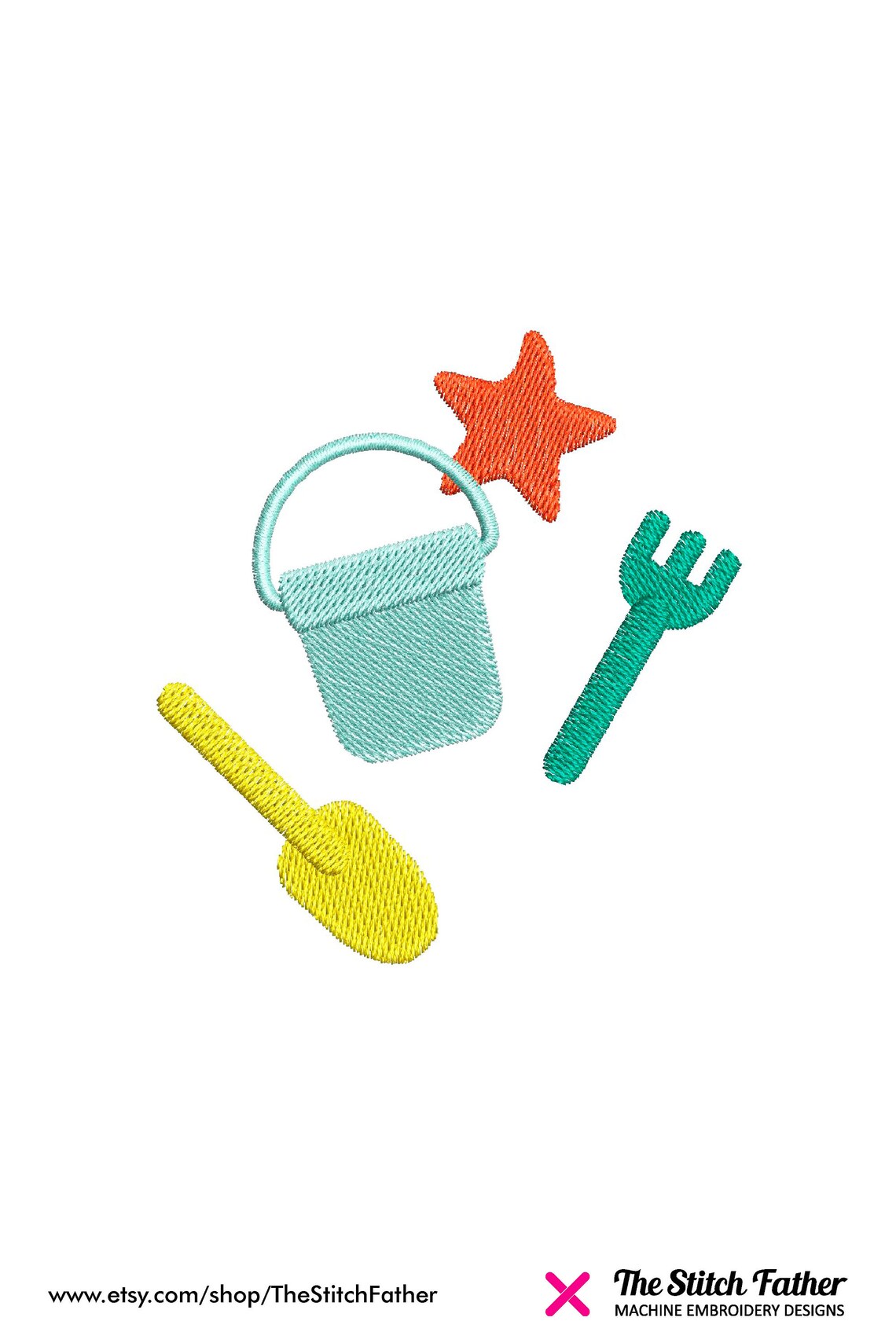 Mini Beach Toys Machine Embroidery Design Cute Beach Bucket - Etsy