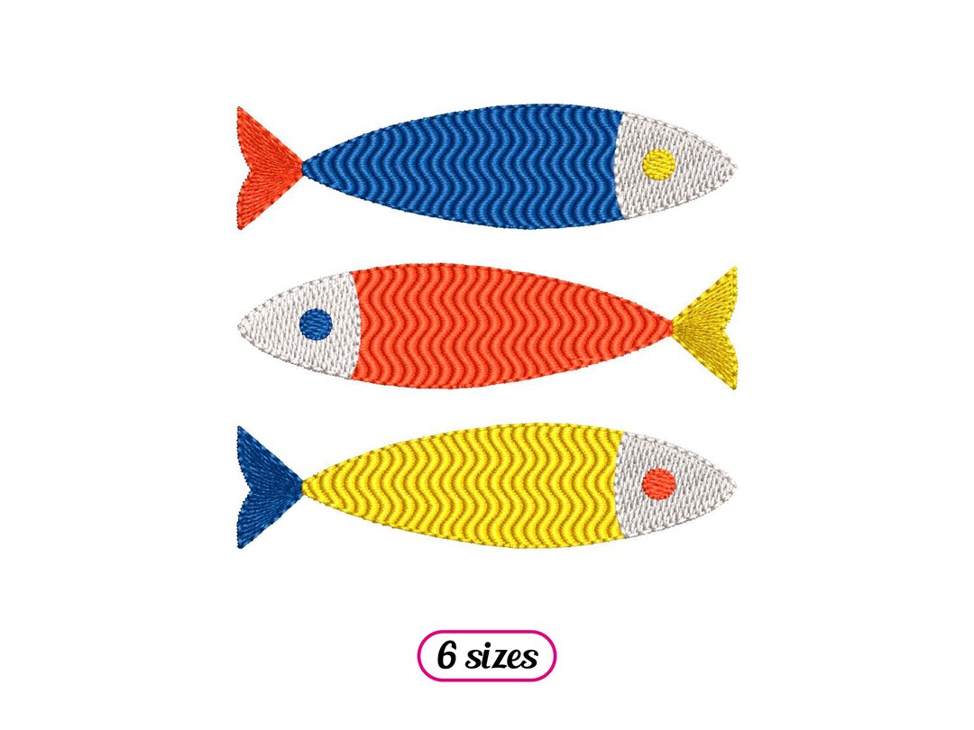 Three Sardines Machine Embroidery Design - 6 Sizes - INSTANT DOWNLOAD ...