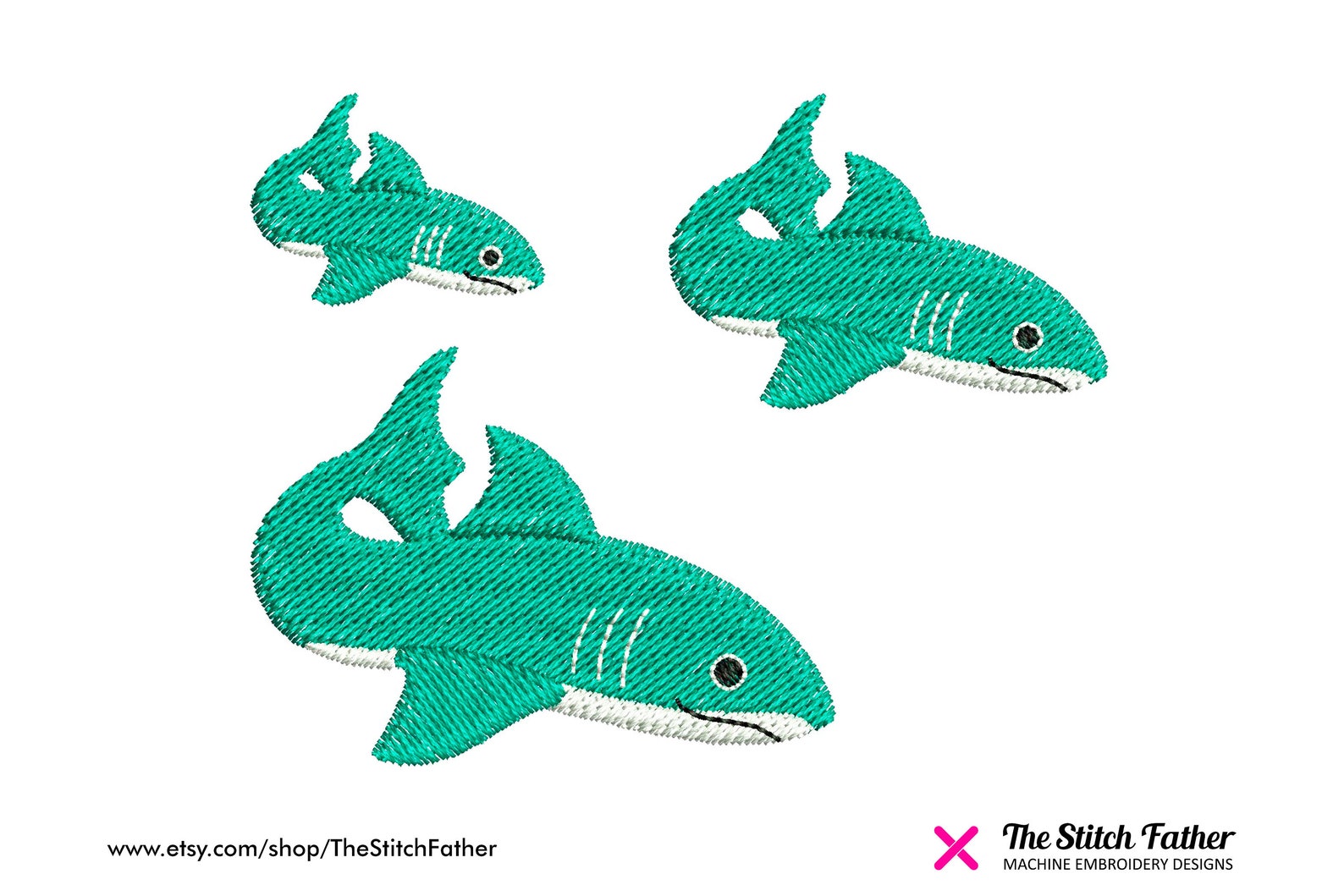 Mini Shark Machine Embroidery Design Great White Shark - Etsy