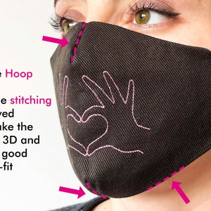 Face Mask Machine Embroidery Design Mask in the Hoop Heart - Etsy