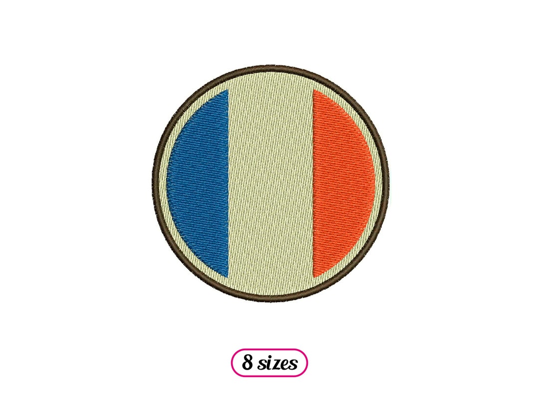Tricolor Round Logo Machine Embroidery Design - 8 Sizes - INSTANT ...