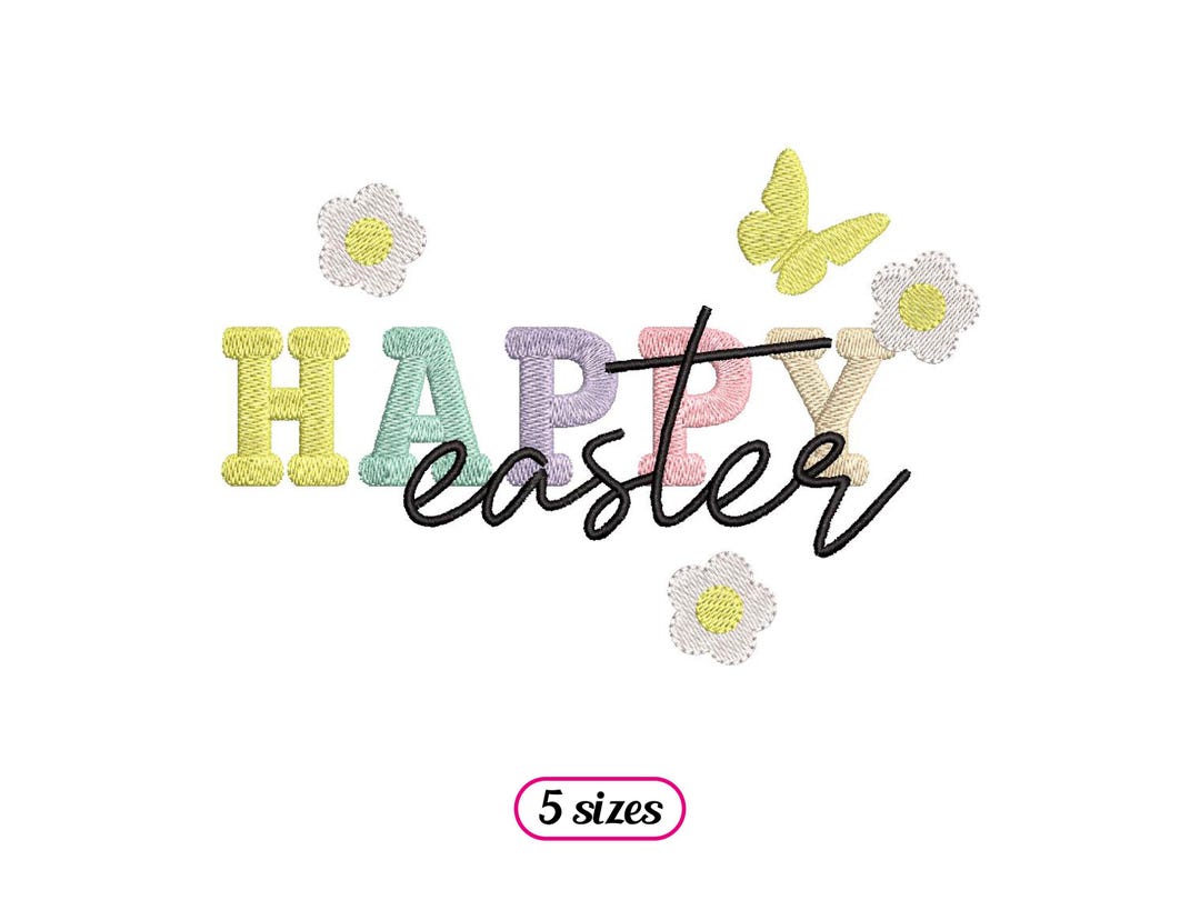 Happy Easter Machine Embroidery Design - 5 Sizes - INSTANT DOWNLOAD - Etsy