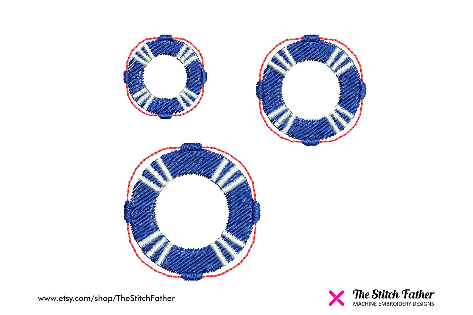 Mini Life Ring Machine Embroidery Design Life Preserver - Etsy