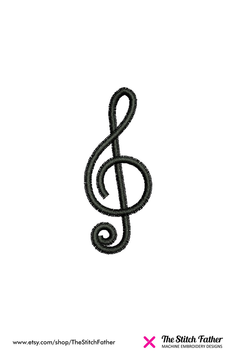 Mini Treble Clef Machine Embroidery Design Treble Clef | Etsy