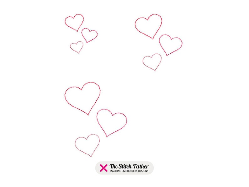 Mini Hearts Outline Machine Embroidery Design – Simple Linear Hearts ...