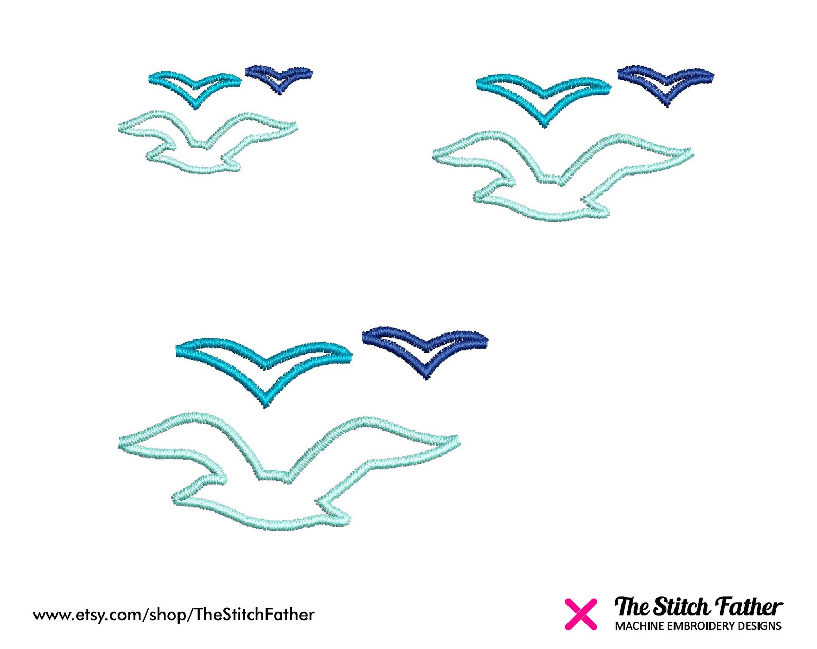 Mini Seagulls Zigzag Machine Embroidery Design Small Sea | Etsy