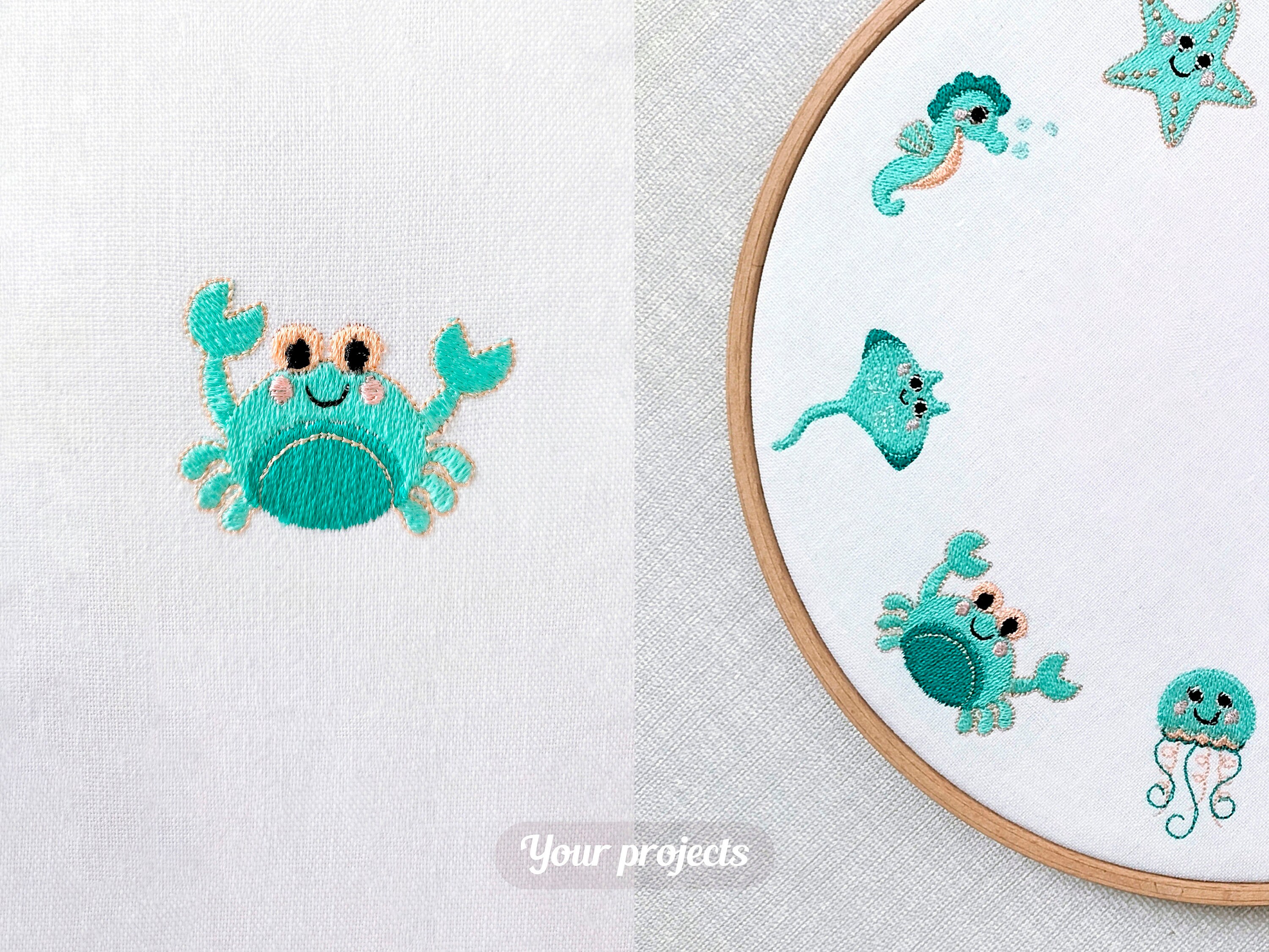Mini Crab Machine Embroidery Design - Cute Smiling Crab - Sea Ocean ...