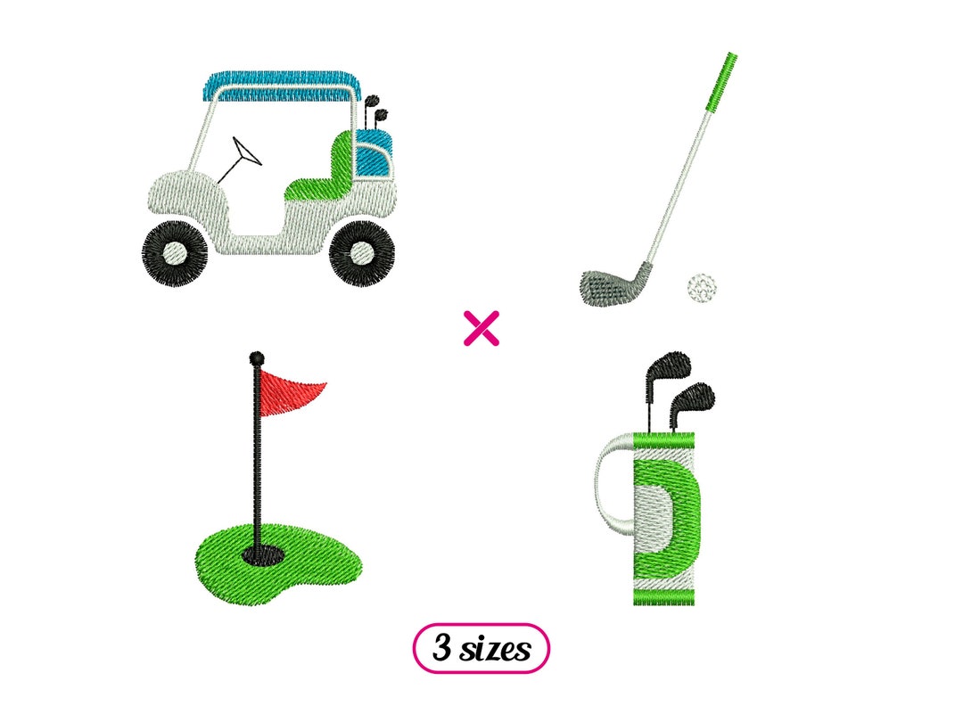Mini Golf Set Machine Embroidery Designs – Golf Cart, Golf Club, Golf ...