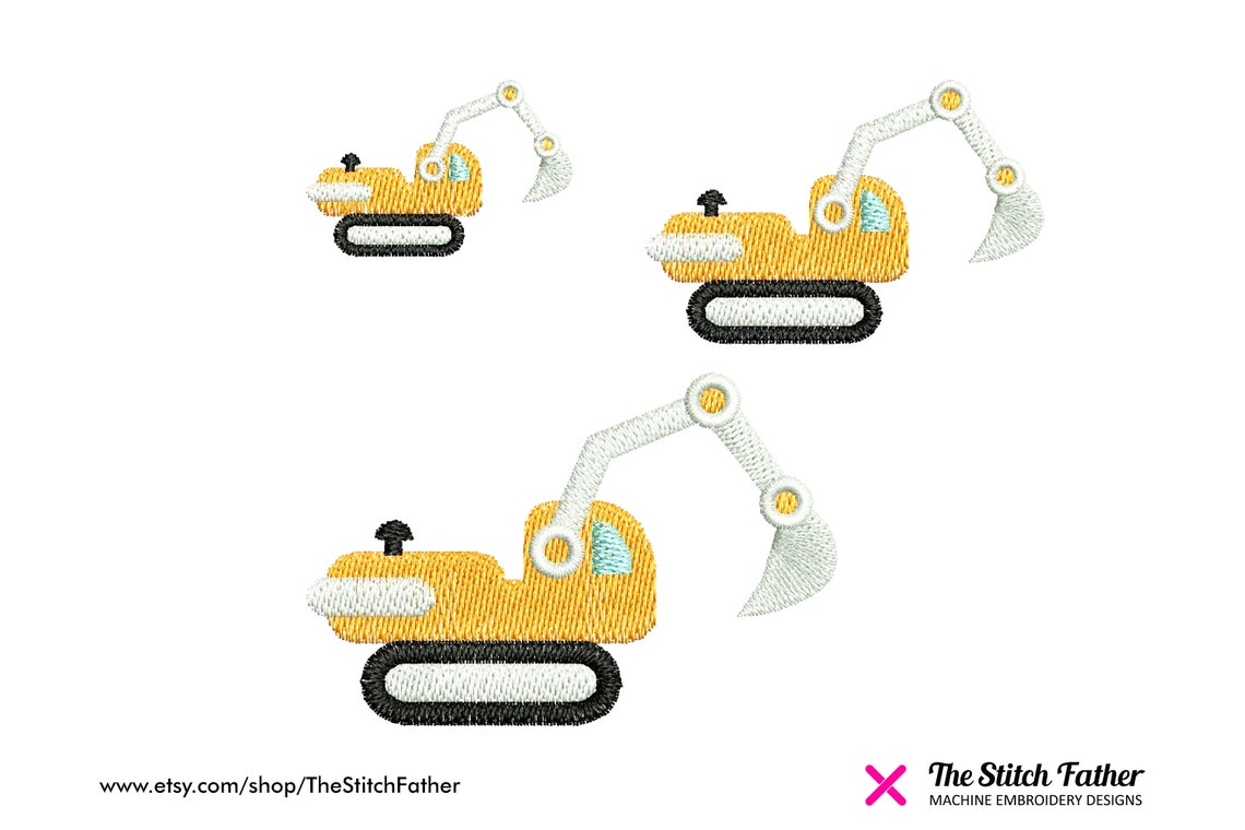 Mini Excavator Machine Embroidery Design Digger Construction | Etsy