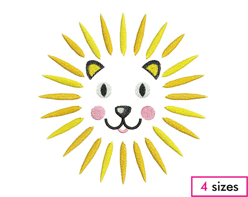 Lion Face Machine Embroidery Design Cute Lion Face Lion | Etsy