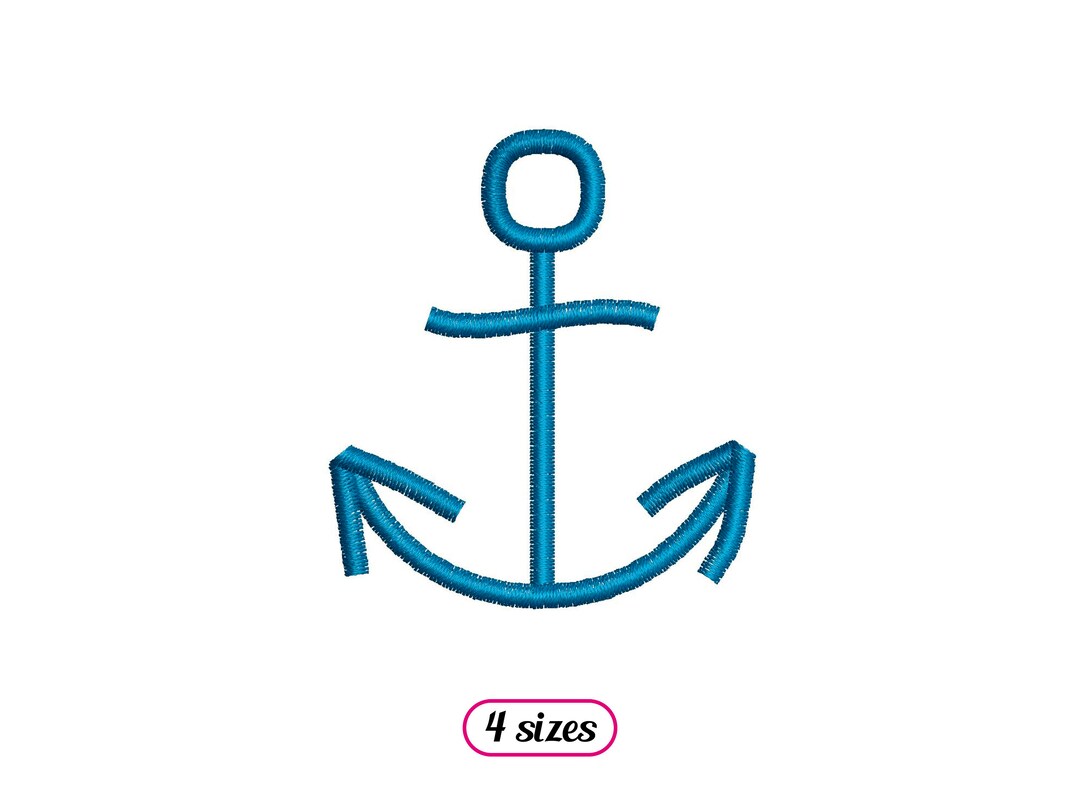 Mini Anchor Line Machine Embroidery Design – Linear Marine Anchor ...