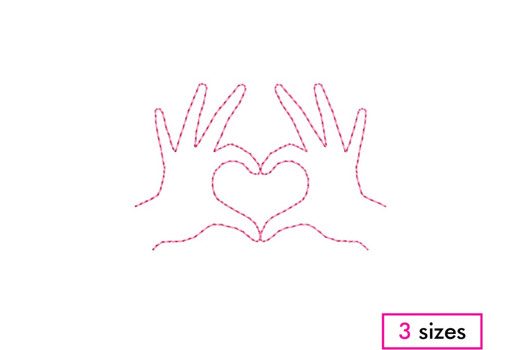 Mini Hands Heart Machine Embroidery Design Heart Shaped Hands Quick ...